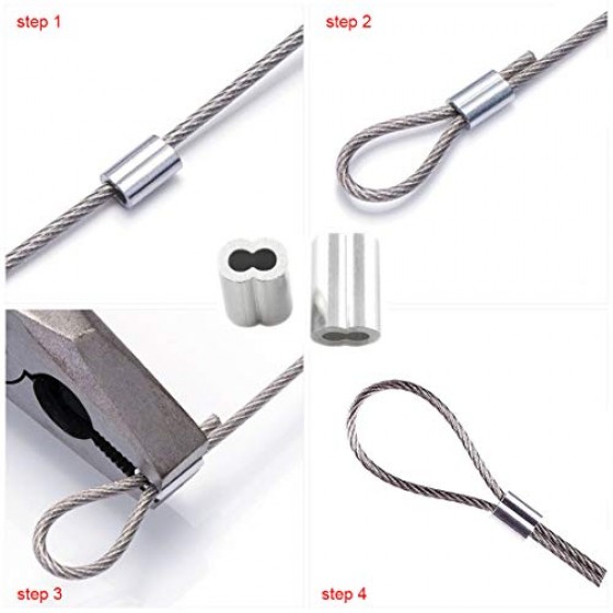 Aluminum Crimping Loop Sleeve Dual Hole Cable Ferrule for 1/8inch ...