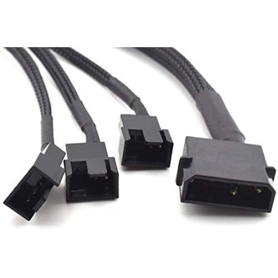 Molex to Fan Power Splitter Cable 2 Pack 4-Pin IDE to 3X 4-Pin Fan ...