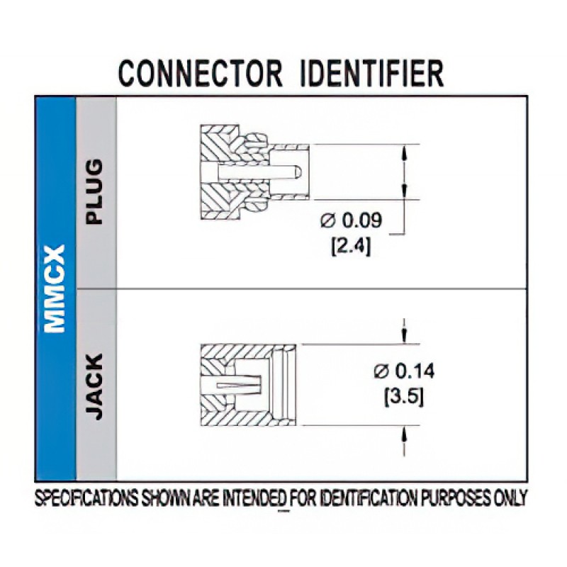 MMCX Jack Right Angle Connector Solder Attachment Thru Hole PCB, .100 ...