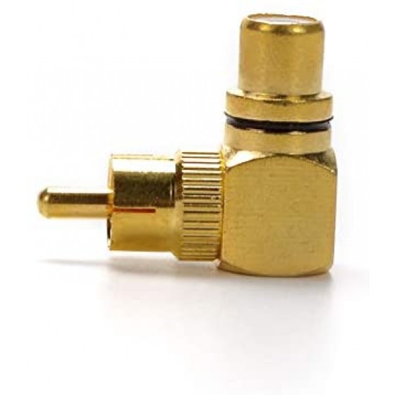 RCA Right Angle Adapter Female to Male Gold-Plated Connector 90 Degree ...