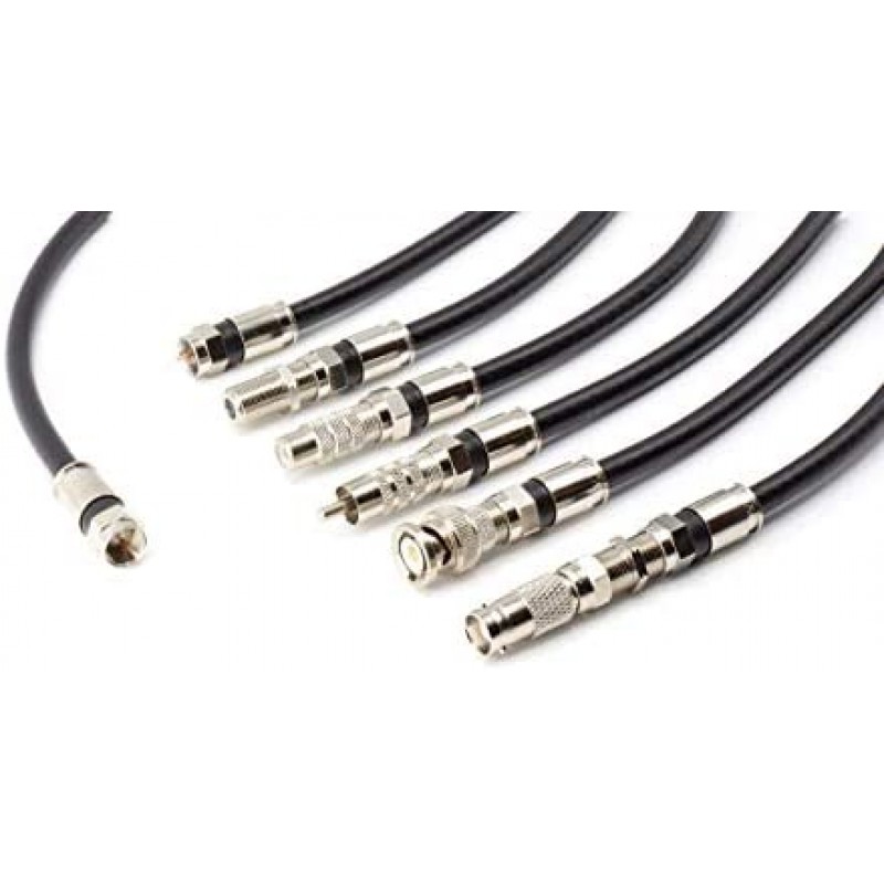 Coax Cable Kit with ET-RG6 Cable and six (6) Piece Adapter Kit Includes ...